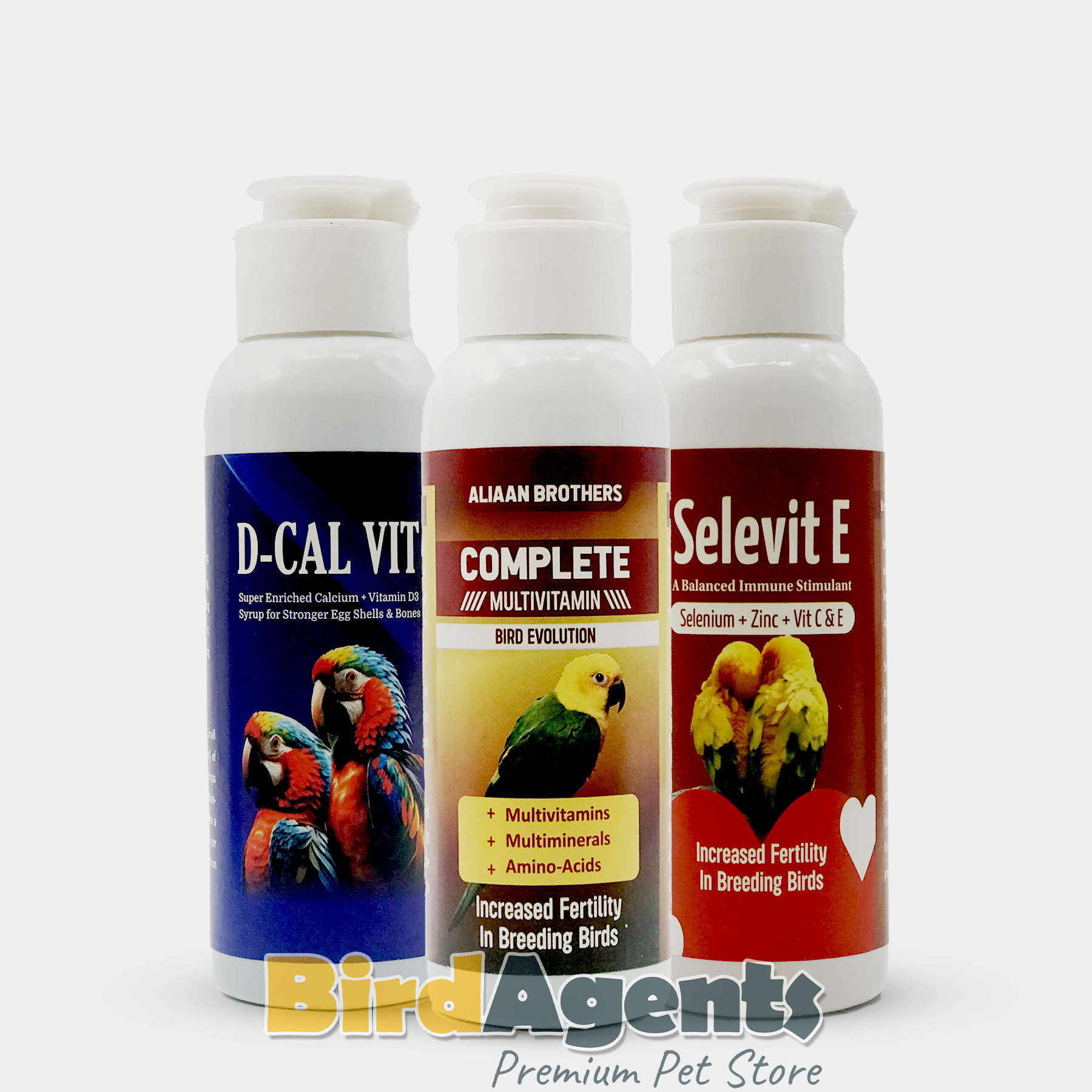 3-in-1 Bird Breeding Pack – Calcium, Multivitamin & Selevit E ...