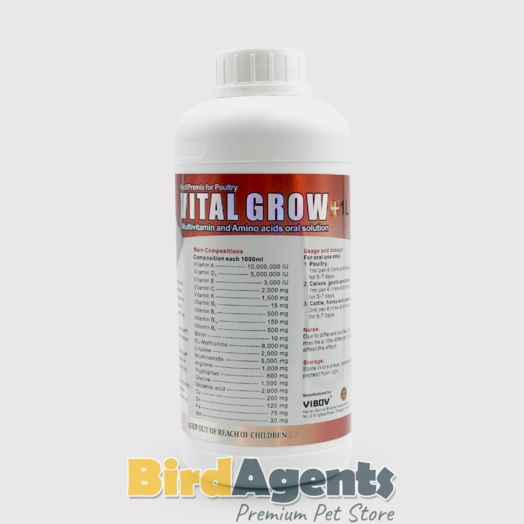 Vital Grow+ Multivitamin & Amino Acids Oral Solution for Poultry ...